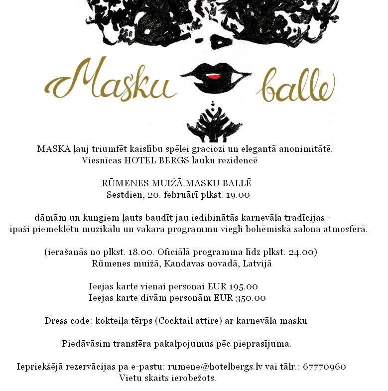 Masku balle Rūmenes muižā 20.02.2016 19:00